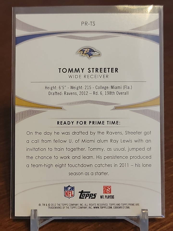 2012 Topps Prime Primed Rookies Ravens Football Card #PRTS Tommy ...