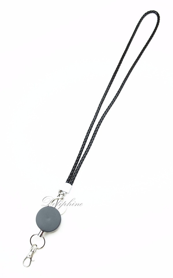 Braided Leather Lanyard with Metal Retractable Badge Reel key ring ...