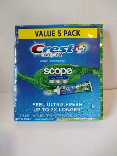 Crest Complete + Scope Outlast Ultra Fresh Toothpaste Pack Of 5 /6.3 oz ...