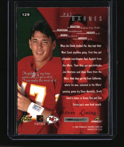 1997 Pinnacle Inside #129 Pat Barnes Rookie Silver Lining | eBay