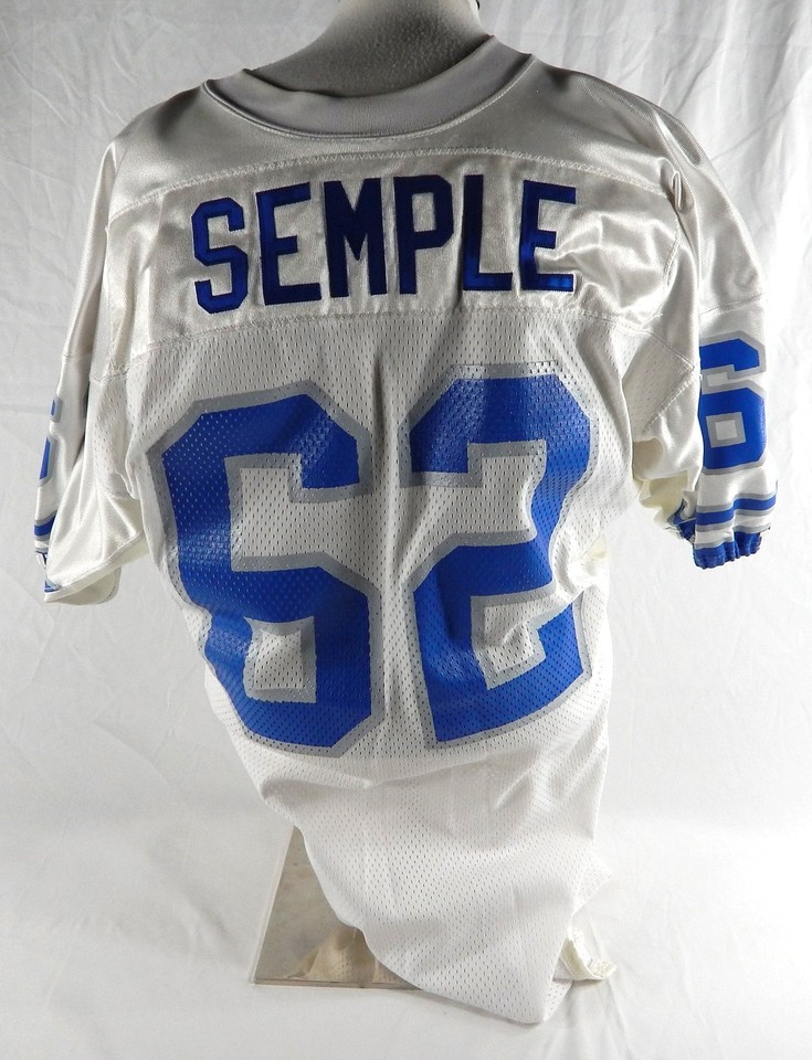 1994 Detroit Lions Tony Semple #62 Game Used White Jersey 75th Patch 50 ...