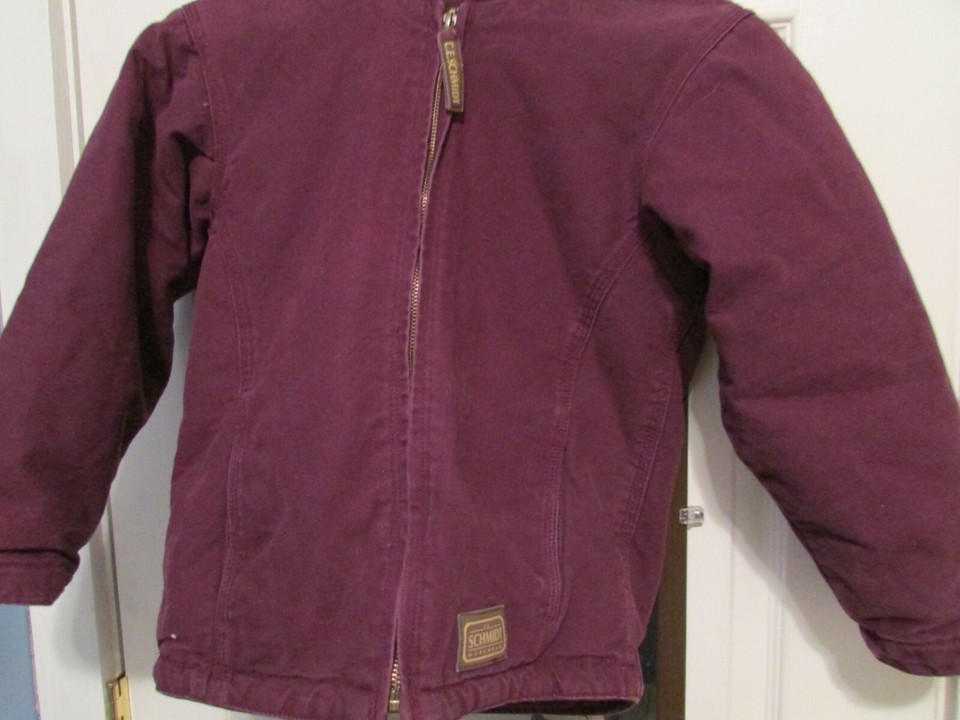 CE SCHMIDT WORKWEAR COAT PURPLE CANvAS SHERPA LINING YOUTH SMALL S 6-8 ...