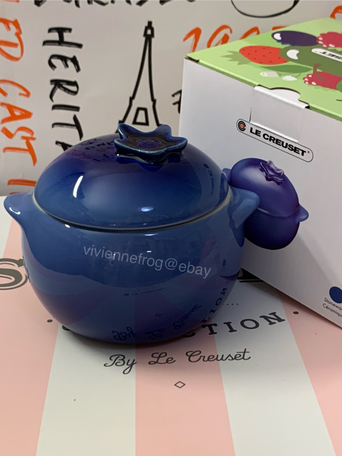 LE CREUSET STONEWARE FRUIT COLLECTION BLUEBERRY CASSEROLE COCOTTE WBOX ...