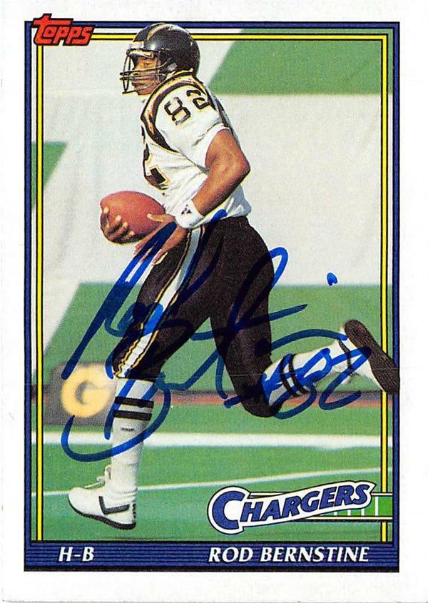 Rod Bernstine autographed football card (San Diego Chargers) 1991 Topps ...