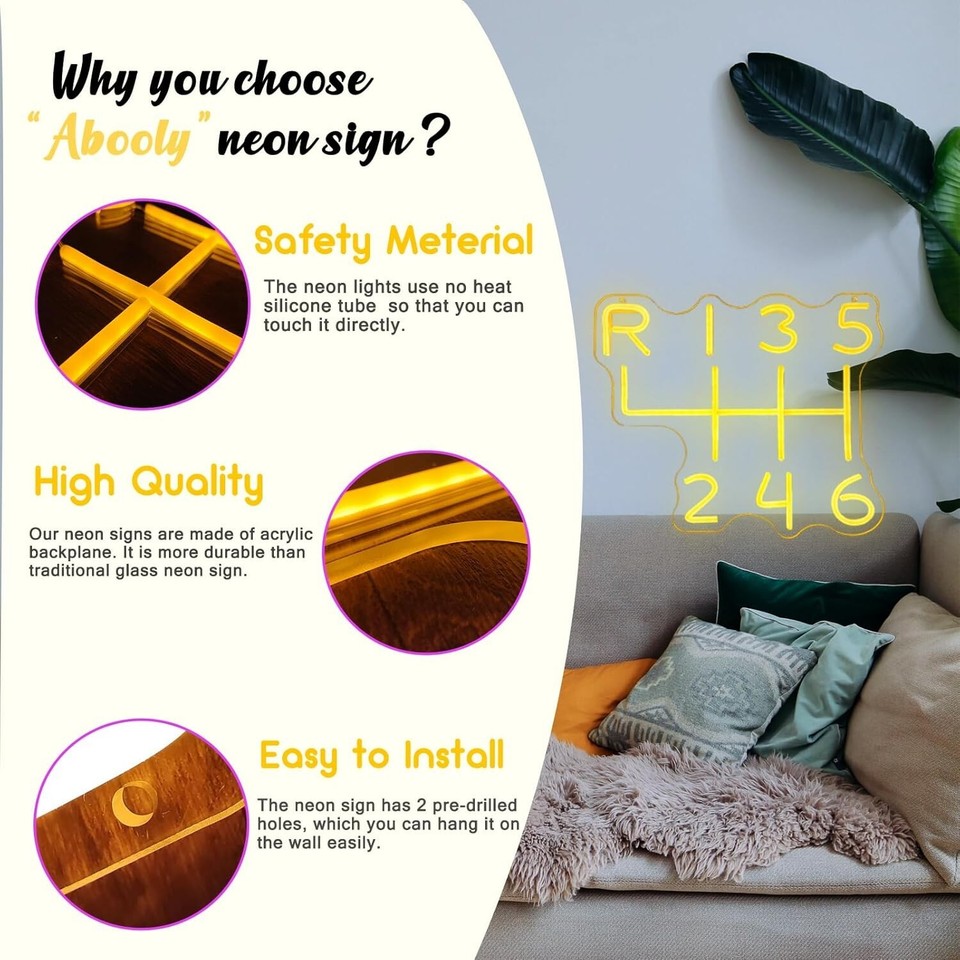 Car Gearbox Neon Sign LED Wall Light Garage Decor Man Cave Gift for Dad ...