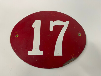 9X11 VINTAGE "Metal" Oval NUMBER Plates Motocross KAWASAKI YAMAHA HONDA ...