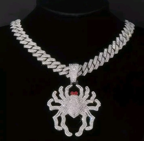 Mens Luxury High Quality Simulated Diamond (CZ) Spider and Cuban Link ...