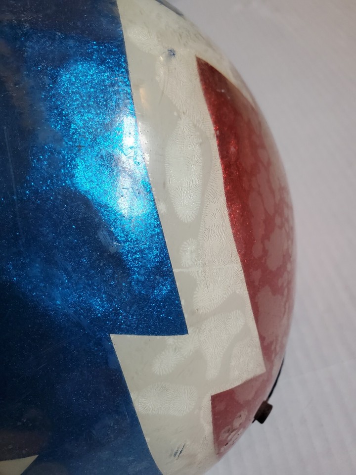 Vtg Buco Thunderbolt Helmet Red White Blue Metal Flake Stars Stripes No ...