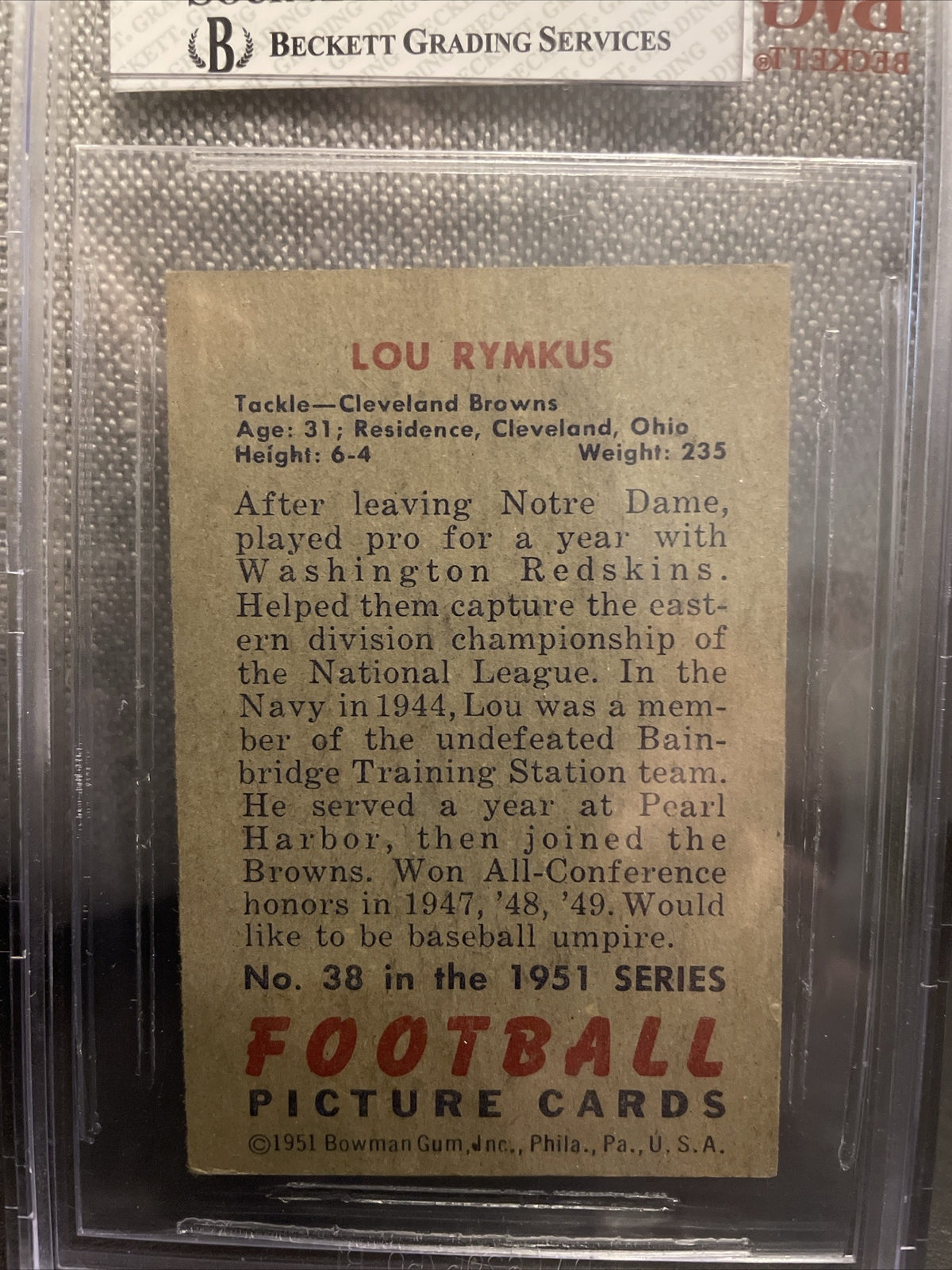 1951 Bowman - Lou Rymkus #38 for sale online | eBay