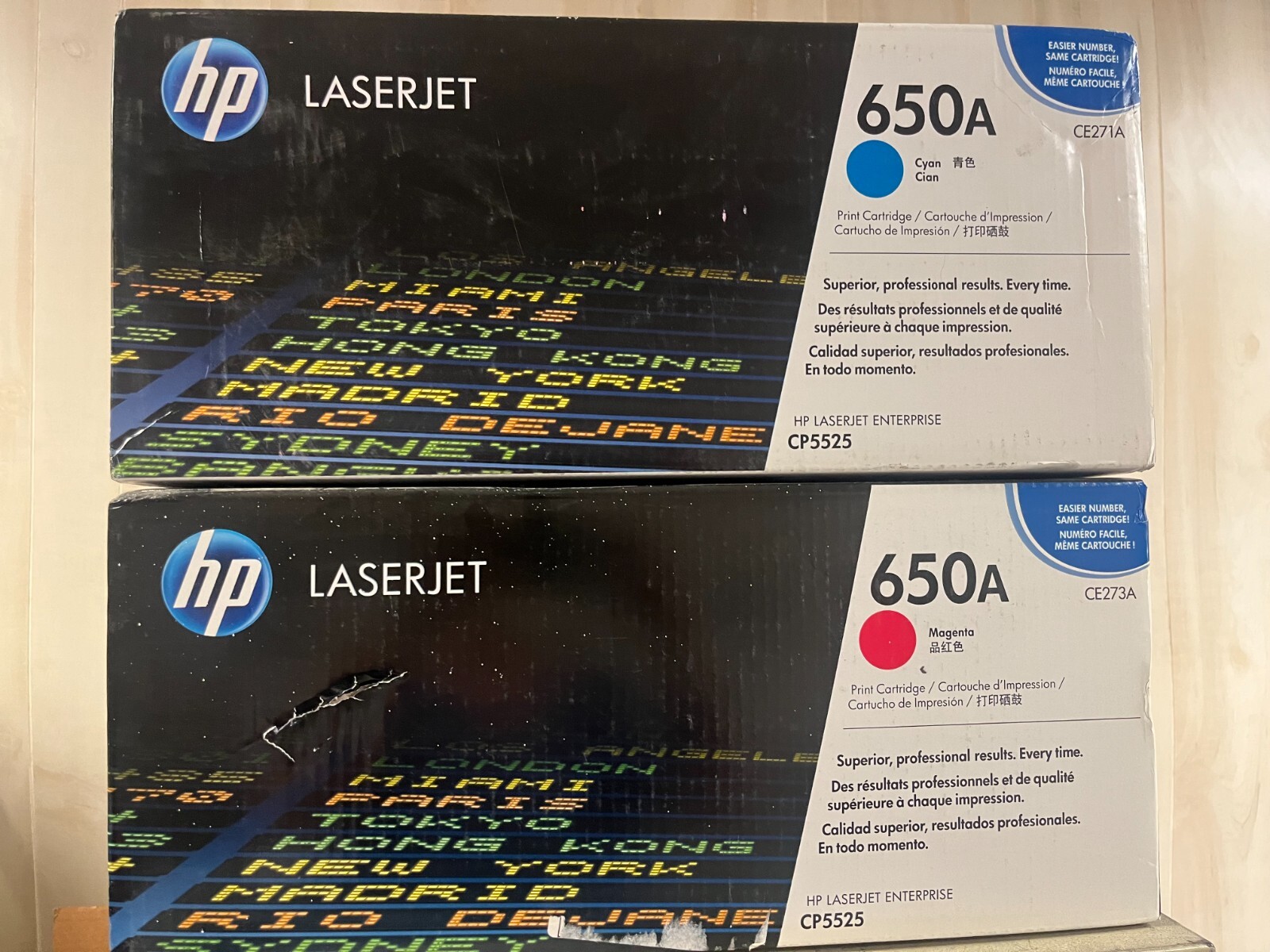 Lot of 2 - HP 650A Cyan CE271A & Magenta CE273A Print Cartridge Sealed ...