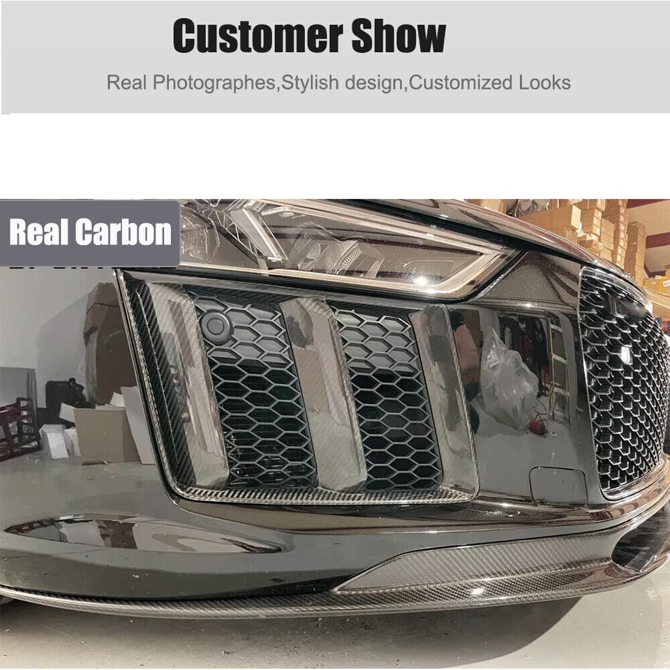 For Audi R8 16-18 Carbon Fiber Front Side Air Vent Covers Trim Fog ...