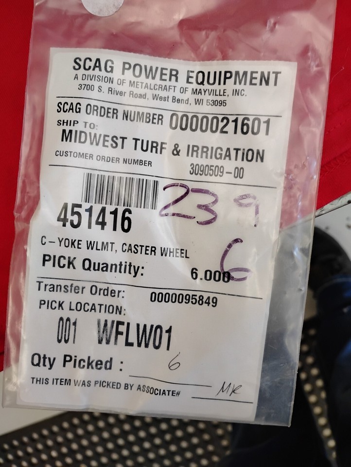 SCAG CASTER WHEEL PART #451416 | eBay