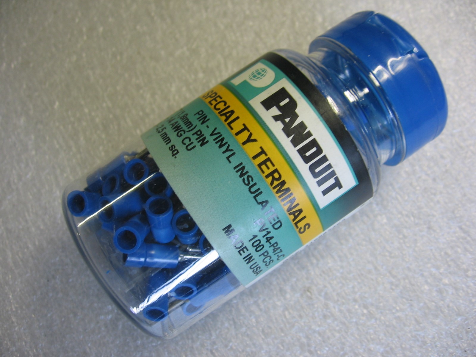 Panduit Pv14-p47-c Pin Terminal Vinyl Insulated Funnel Entry 16 - 14 ...