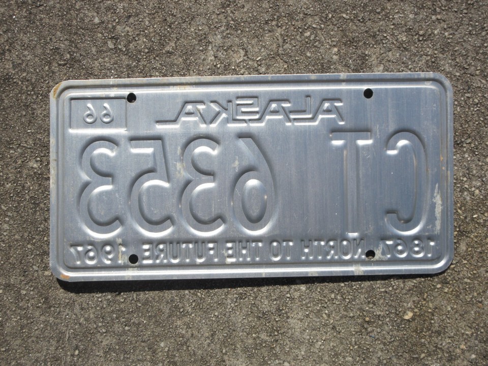 1966 Alaska Yellow Blue License Plate CT 6353 Chevy Ford Chevrolet ...