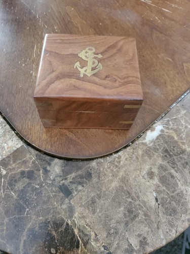 Large 3.75" Brass Sundial Desk Compass w/ Wooden Box - Old Vintage ...