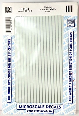 Microscale HO Decals #91104 Striping 3" & 4.75" Widths - Silver + Bonus ...