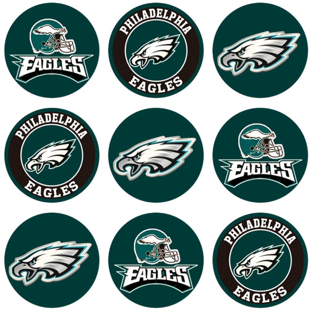 Philadelphia Eagles Edible Image Toppers. Edible Round Pre Cut Stickers ...