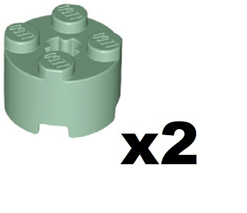 🧱 LEGO 2 New Sand Green Bricks Round 2 x 2 Studs with Axle Hole Part ...