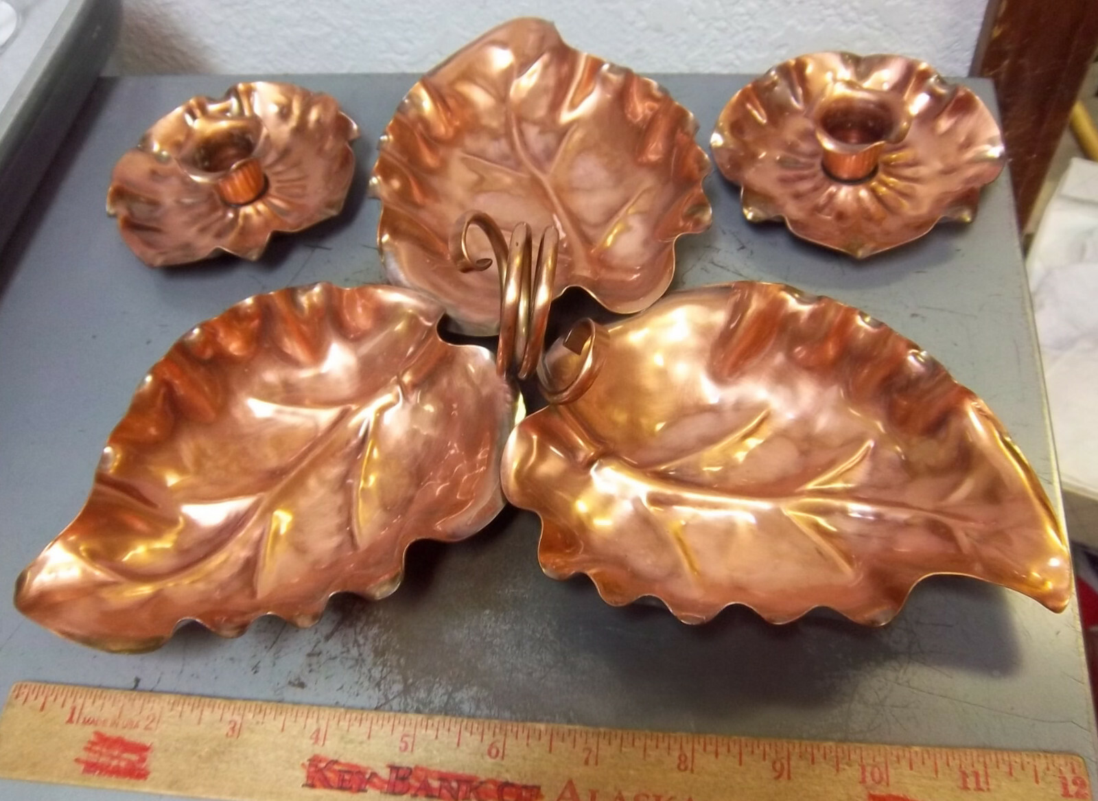 Gregorian Copper set of 3, Candy Dish & 2 candle holders Beautiful ...