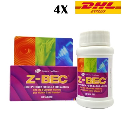 Z-BEC Multivitamins Zinc & B Complex High Potency Formula 60 Tablets 4 ...