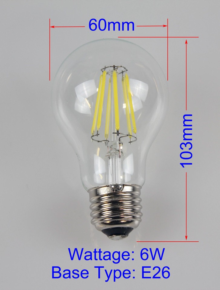 E12 E26 110V 2W 4W 6W 8W Retro Vintage Filament LED Bulb (10 pack ...