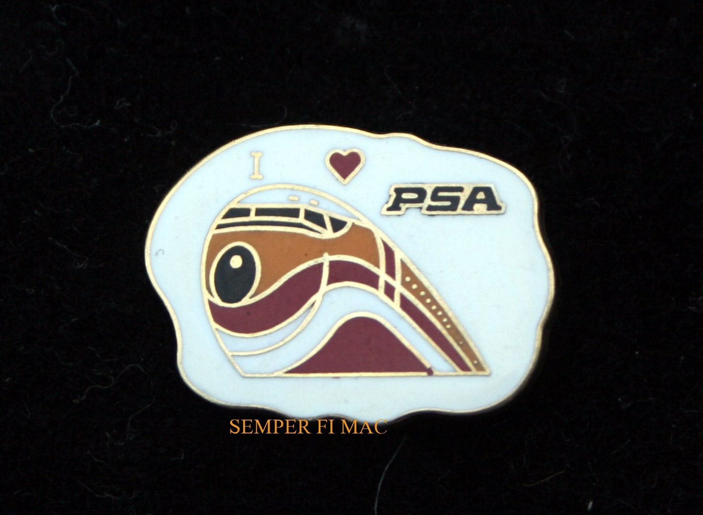 PSA I LOVE PSA AIRLINE HAT LAPEL PIN PACIFIC SOUTHWEST AIRLINER PILOT ...