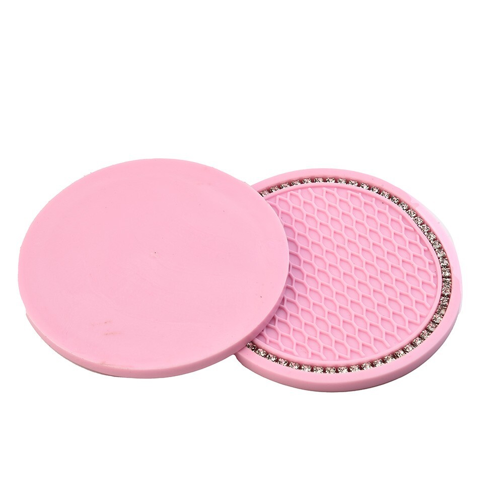 2x Pink Cup Holder Coasters Rhinestone Car Accessories Auto Interior ...