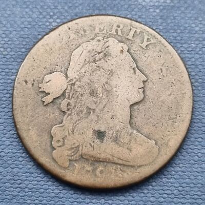 1798 Draped Bust Large Cent 1c Better Grade MAJOR DIE BREAK on reverse ...