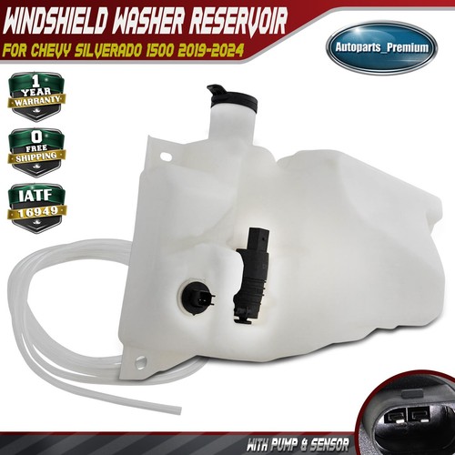Washer Reservoir w/ Pump & Cap & Sensor for Chevy Silverado 1500 2019 ...