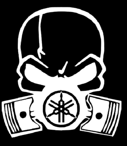 Yamaha Skull Gas Mask Sticker Die Cut Vinyl Decal Motorcycle 5.5" White ...