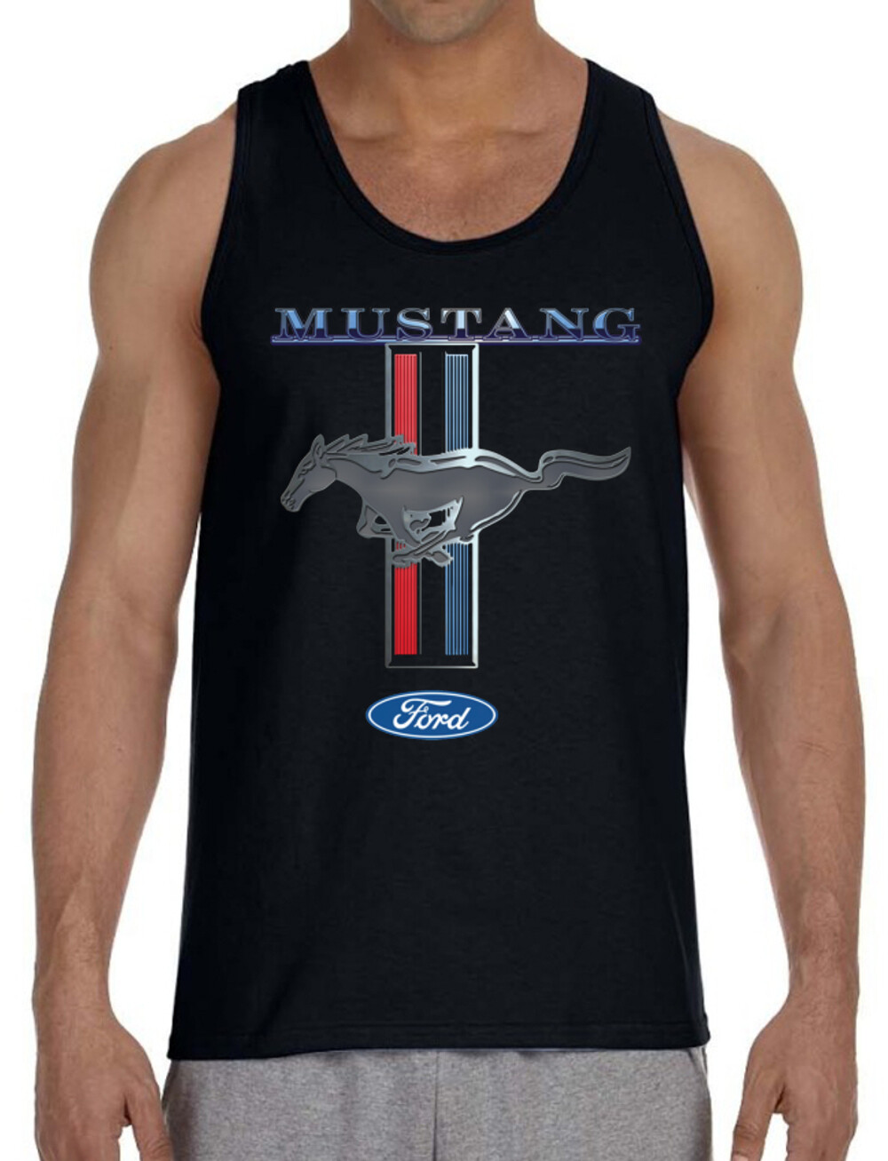 Men's Ford Mustang Black Tank Top T-Shirt GT350 500 Shelby Cobra Muscle ...