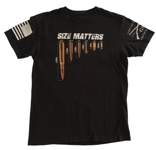GRUNT STYLE USA T-Shirt SIZE MATTERS Black Men’s Medium USA 50 Caliber ...