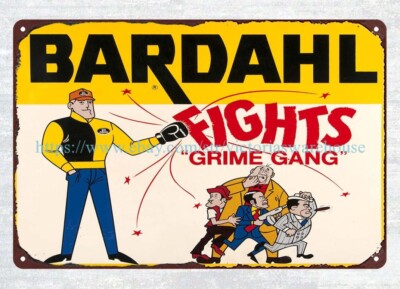 1960s BARDAHL OIL FIGHTS GRIME GANG metal tin sign bar decor ideas | eBay