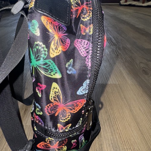 Mini Backpack Butterfly Print With Coin Purse Black & Multicolor ...