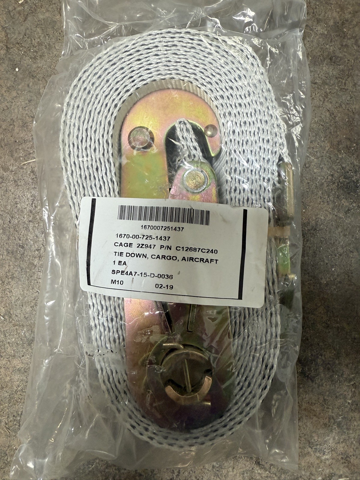 KINEDYNE WEB STRAP TIE DOWN CARGO AIRCRAFT NSN 1670-00-725-1437 ...