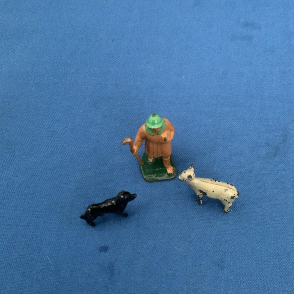 Britains Lead Figures Farmer Shepherd Carrying Lamb, Mother Sheep ...