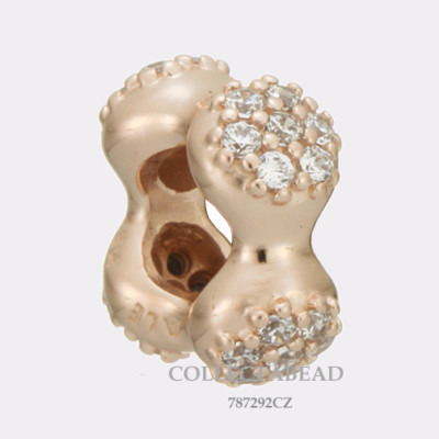 Authentic Pandora Sterling Silver ROSE Gold Modern LovePods™ CZ Spacer ...