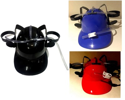 New Beer Soda Drinks Guzzler Helmet & Drinking Hat Straw Hat Black ...