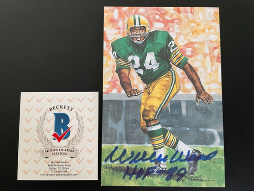 Willie Wood signed Goal line Art Card w/HOF 89 Football HOF Packers ...
