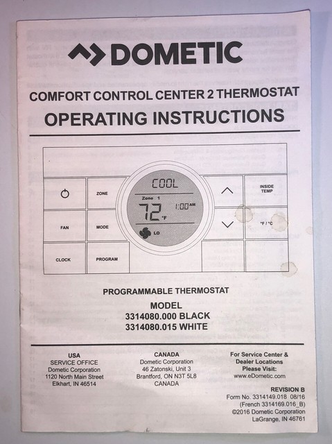 Dometic Comfort Control Center 2 Thermostat Ccc2 Black for sale online ...