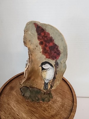 Unique, Art Sketched Bird and Painted on Dried Conk Tree Fungus. (7"x 4 ...