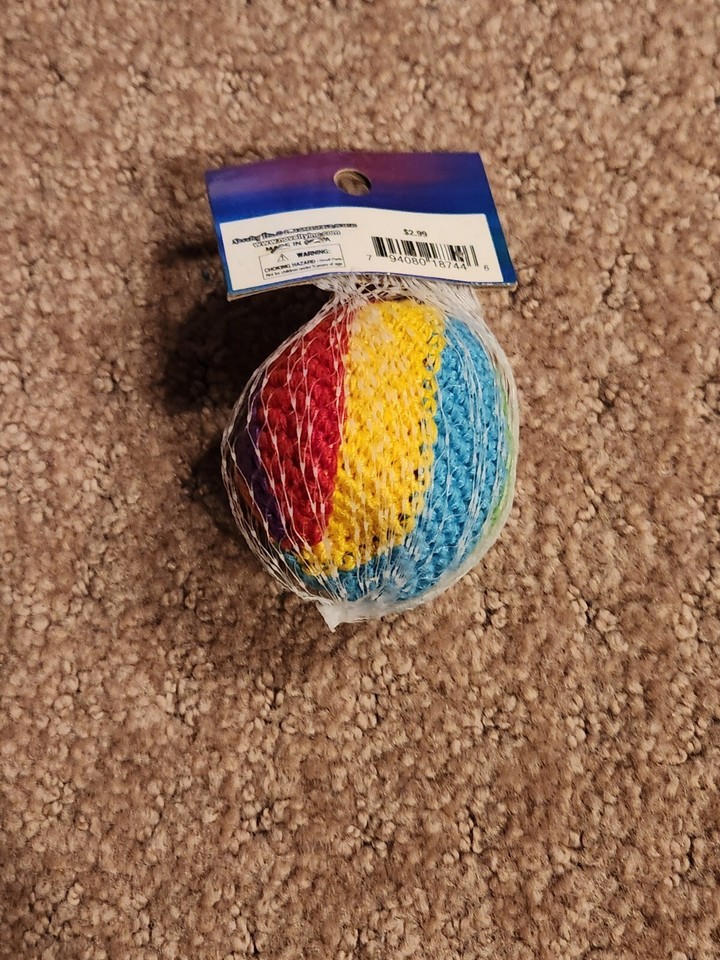 Vintage Rainbow Knitted Hacky Sack Multi-Colored Foot Bag Doesn't Light ...