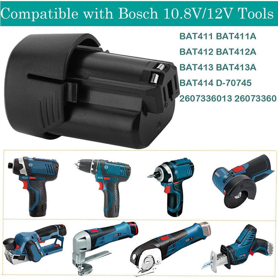 10.8V/12V 4.8Ah Li-Ion Battery For Bosch BAT411 BAT412 BAT414 GSR GDR ...