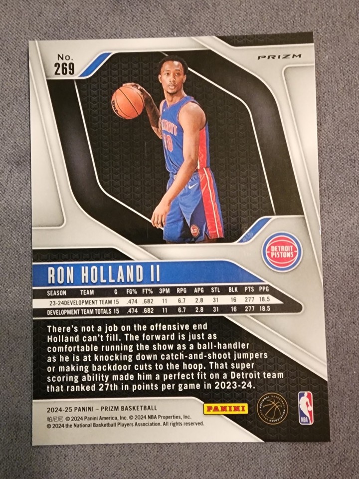 2024-25 Panini Prizm RC Rookie #269 Ron Holland II, Detroit Pistons ...