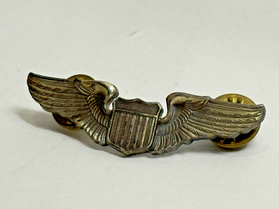 Vintage WWII US Army Air Corps Pilot Wing S-21 Sterling Silver Pin 2 ...