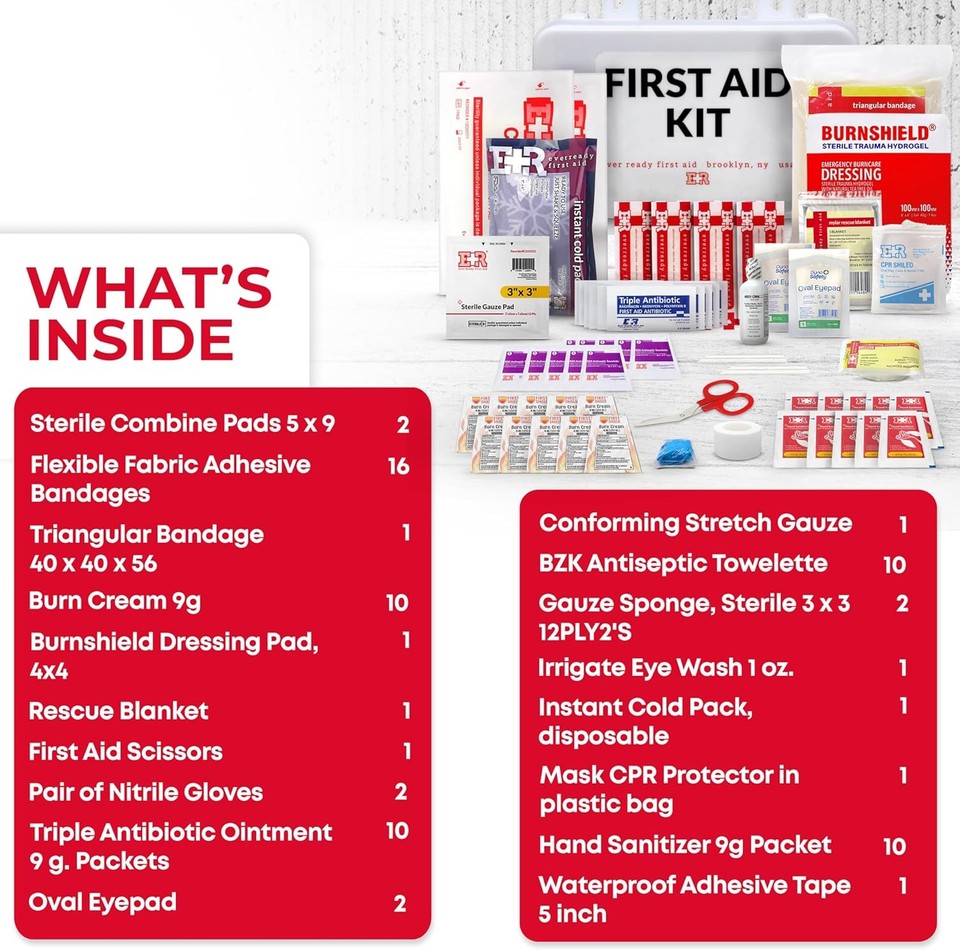 10 Person First Aid Kit OSHA ANSI Class A Fully Stocked Emergency Kit ...