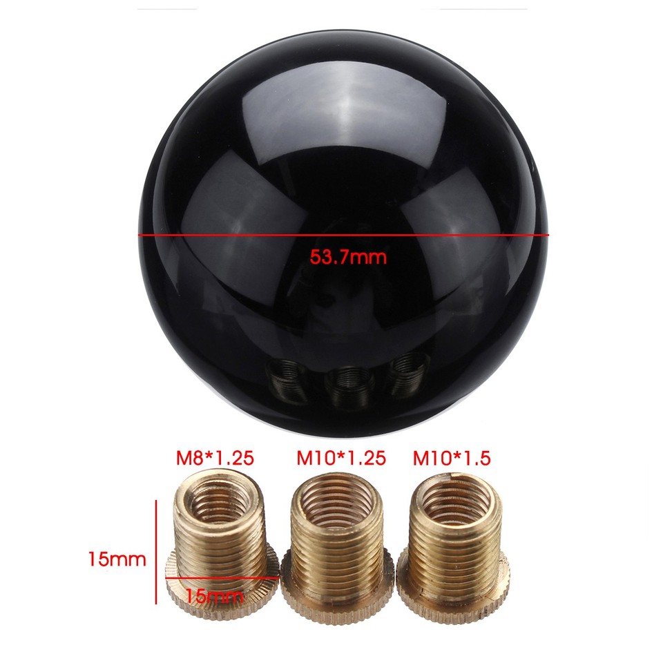 Round Ball Shift Knob Black Acrylic Universal Gear Shifter Head with 3 ...