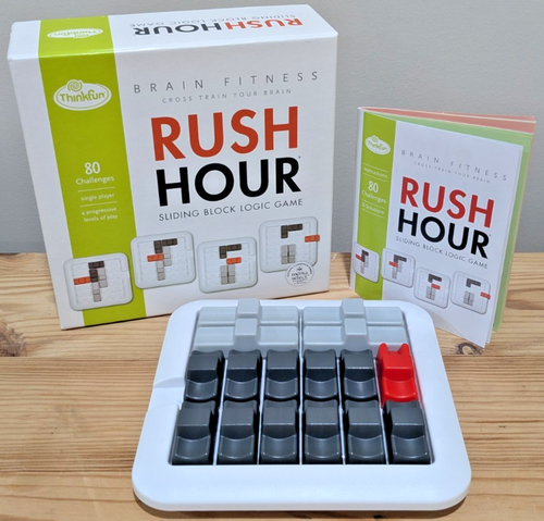 THINK FUN RUSH HOUR SLIDING BLOCK LOGIC PUZZLE GAME COMPLETE 2013 BRAIN ...