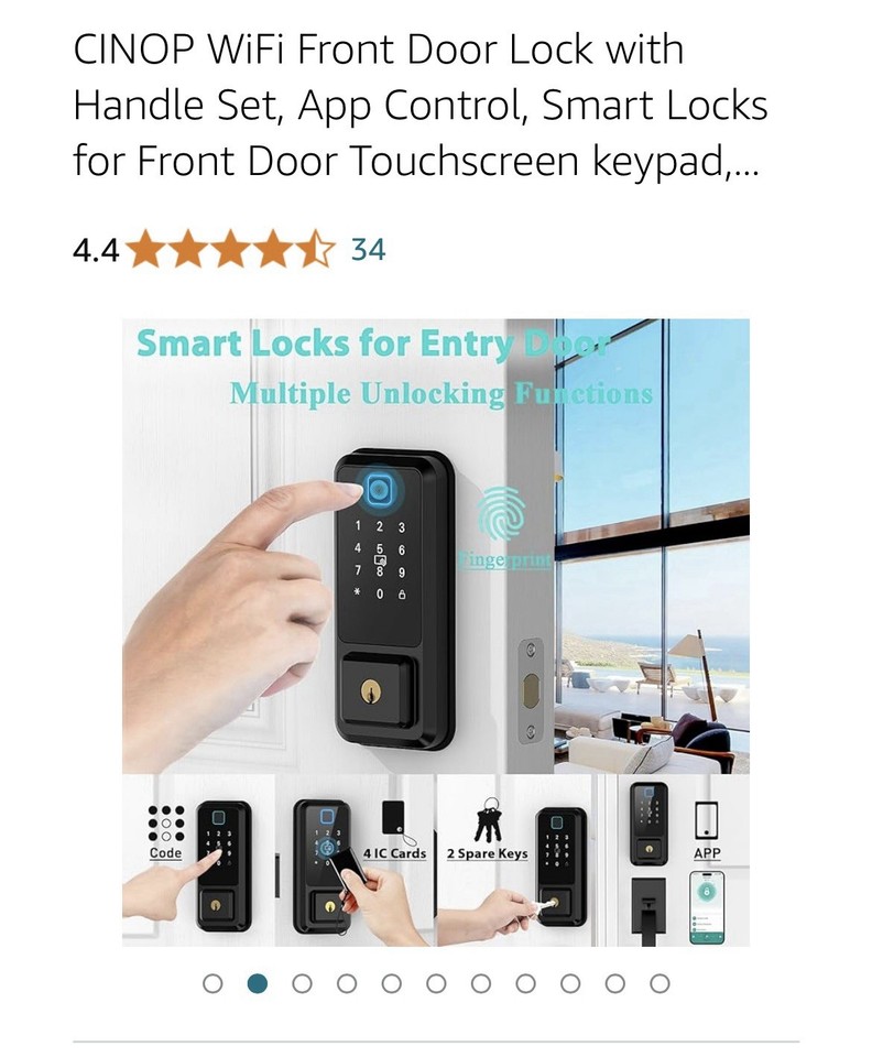 WiFi Smart Locks for Front Door with Handle Set, App Control, Keyless ...