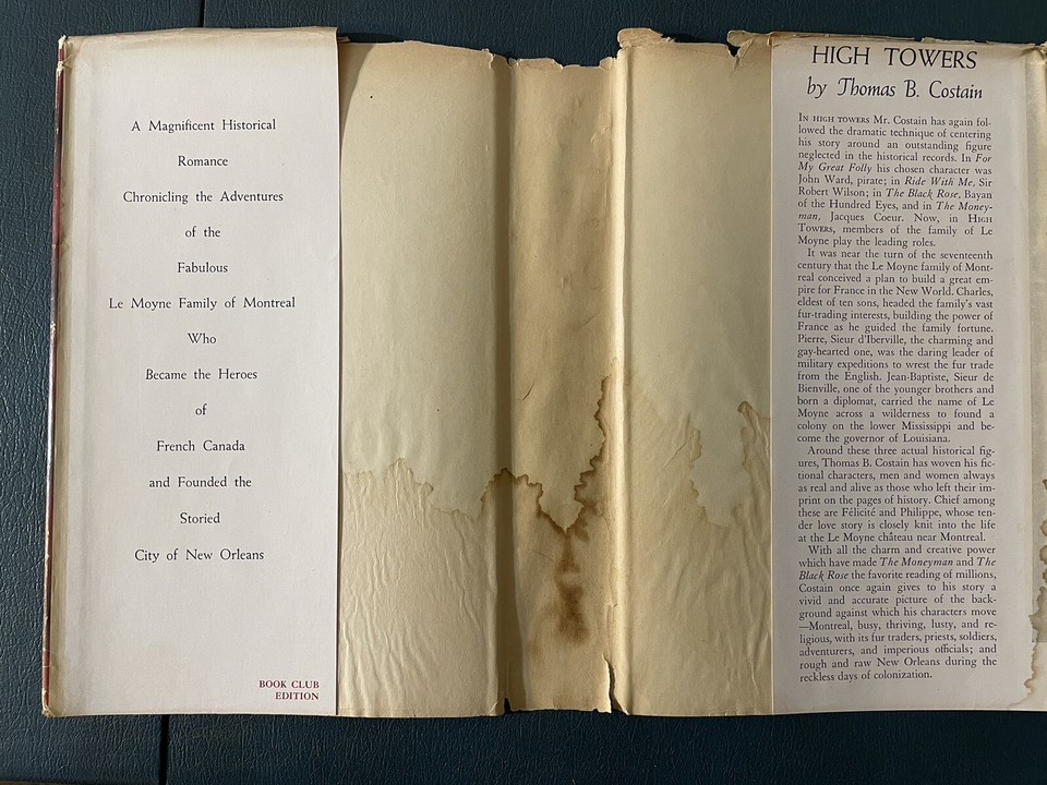 High Towers by Thomas B. Costain, 1949 historical romance novel Le ...